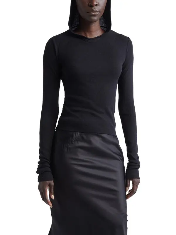 Rick Owens Rib Crop Hoodie - Black