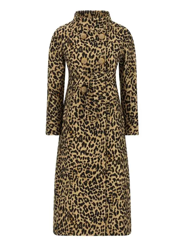 Valentino Garavani Animal Print Wool Coat - Brown