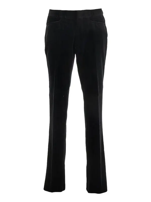 TOM FORD Velvet Trousers With Belt Loops And Pleats - Black