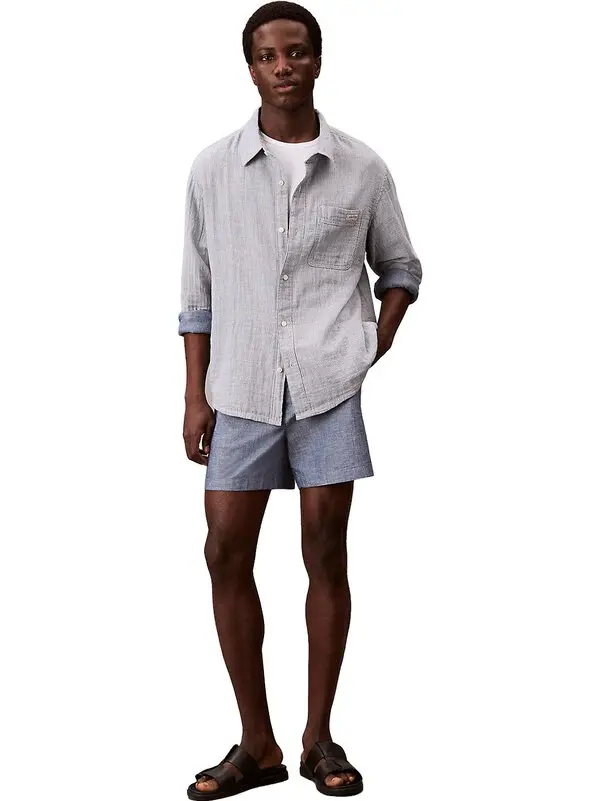Calvin Klein Chambray Pull-on Shorts - Dull Nile Blue