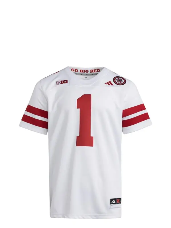 Adidas Nebraska Cornhuskers Premier Away Football Jersey - White / Team Power Red