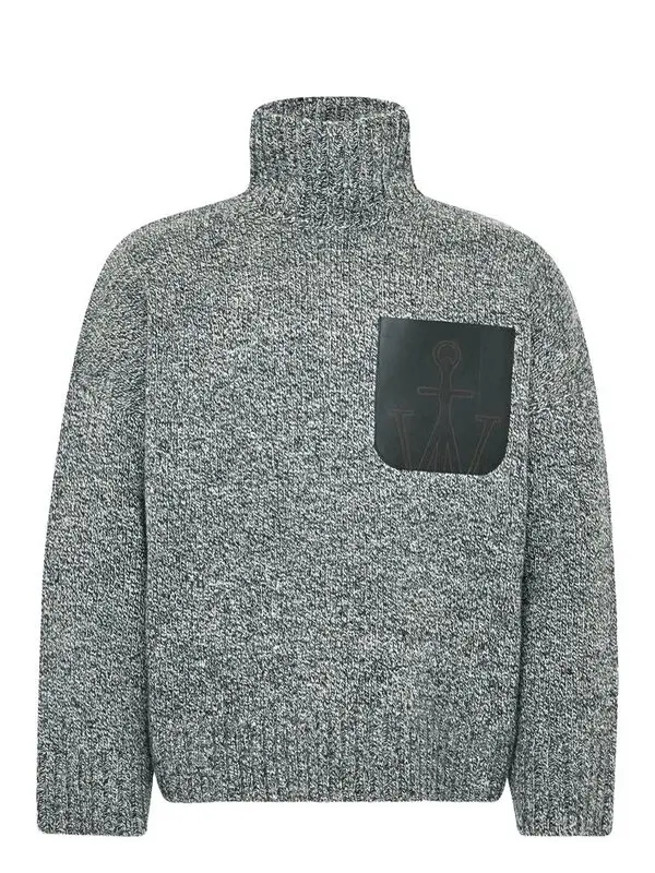 JW Anderson Sweater With Leather Pocket - Grey