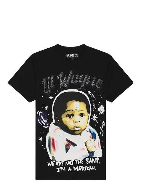 REASON Lil Wayne Martian Rhinestone Tee - Black