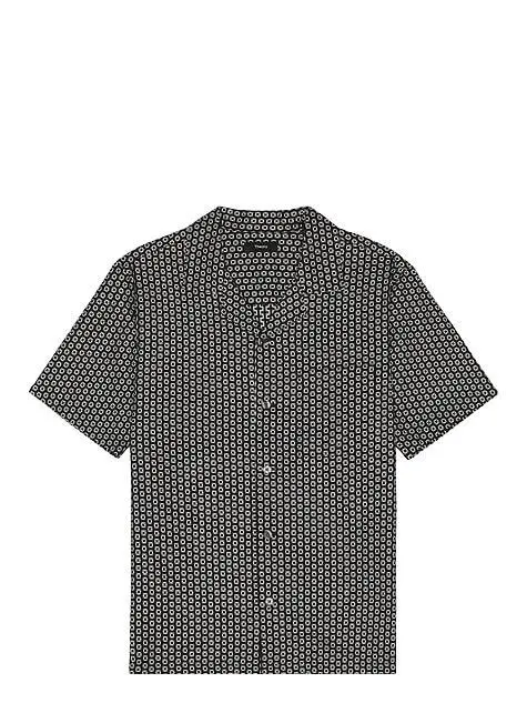 Theory Noll Camp Shirt In Black - Black & White