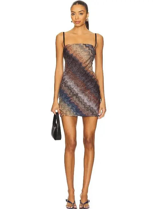 Missoni Sleeveless Short Dress - Blue Tones On Dark Base