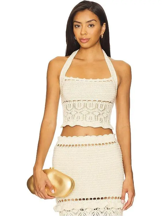 Retrofete Soliana Crochet Top - Ivory & Gold