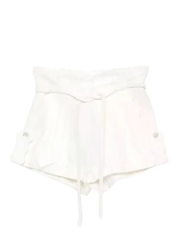 Farm Rio Belted Linen Shorts - White