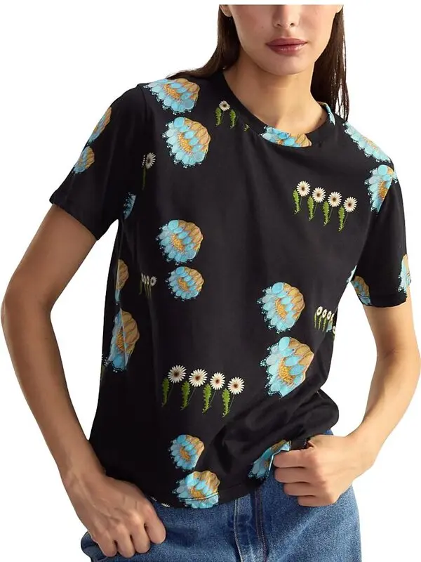Cynthia Rowley Everyday Cotton Tee - Black Floral
