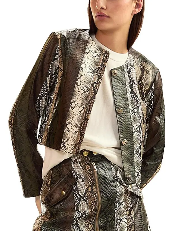 Cynthia Rowley Snake Embossed Cropped Jacket - Multi