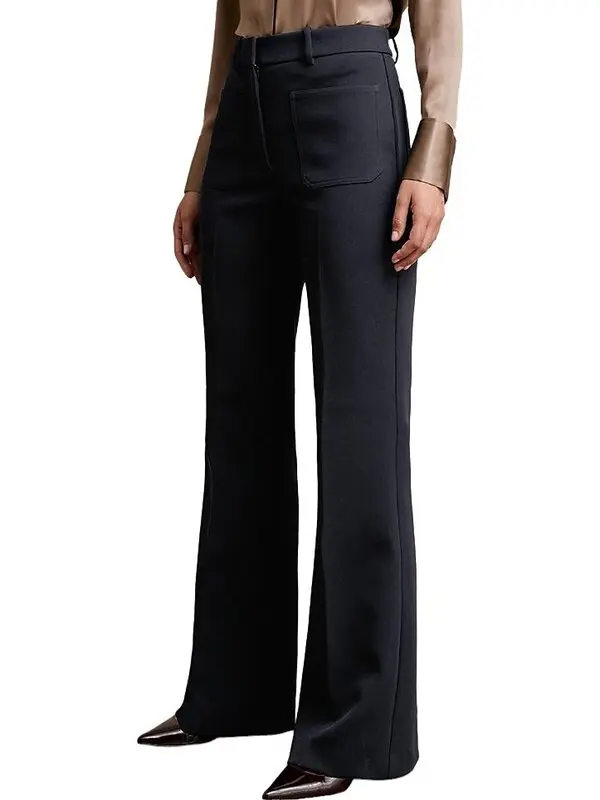 REISS Priya Flare Leg Trousers - Navy