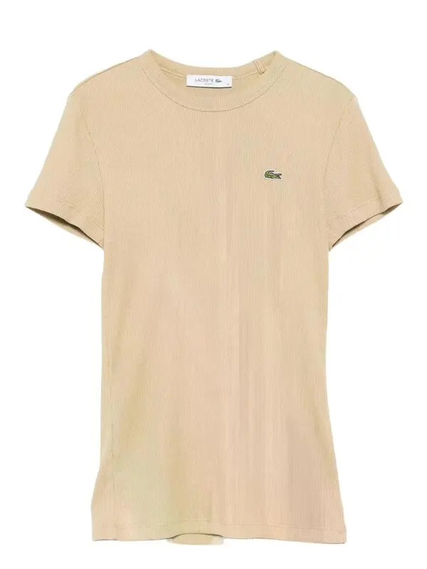 Lacoste Logo-embroidered T-shirt - Neutrals