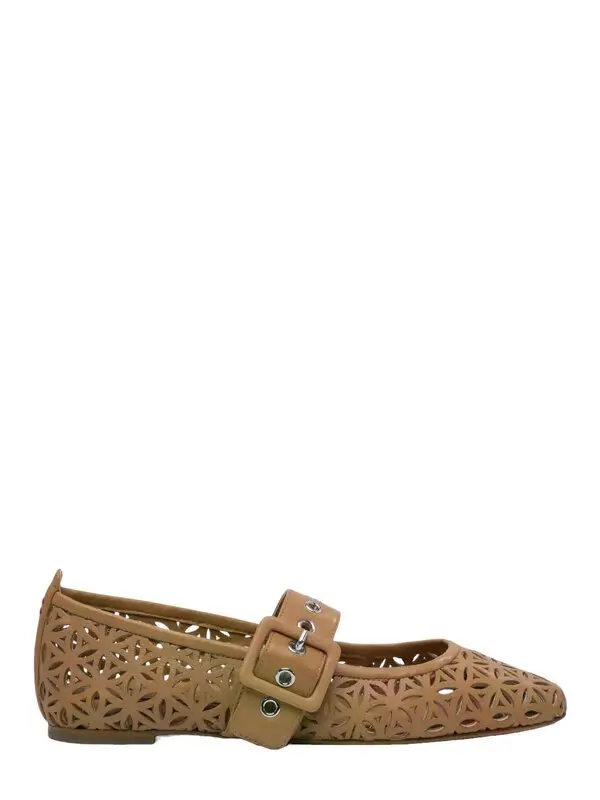HALMANERA Laser-cut Buckle Flats - Brown