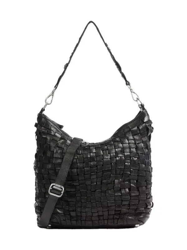CAMPOMAGGI Edera Woven Leather Shoulder Bag - Black