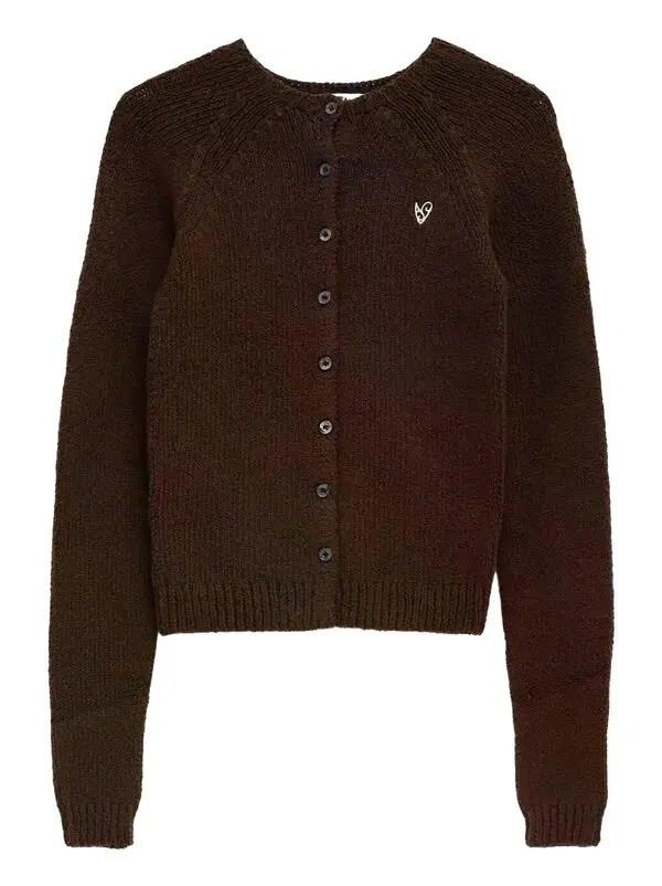 Acne Studios Heart-embroidered Buttoned Cardigan - Brown