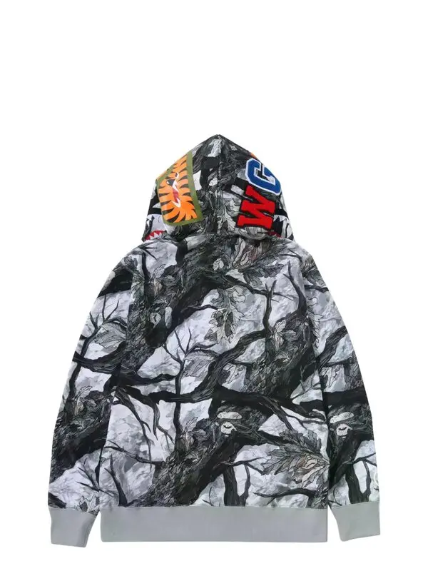 A BATHING APE Tree Edge Camo Shark Zip-up Hoodie - Black