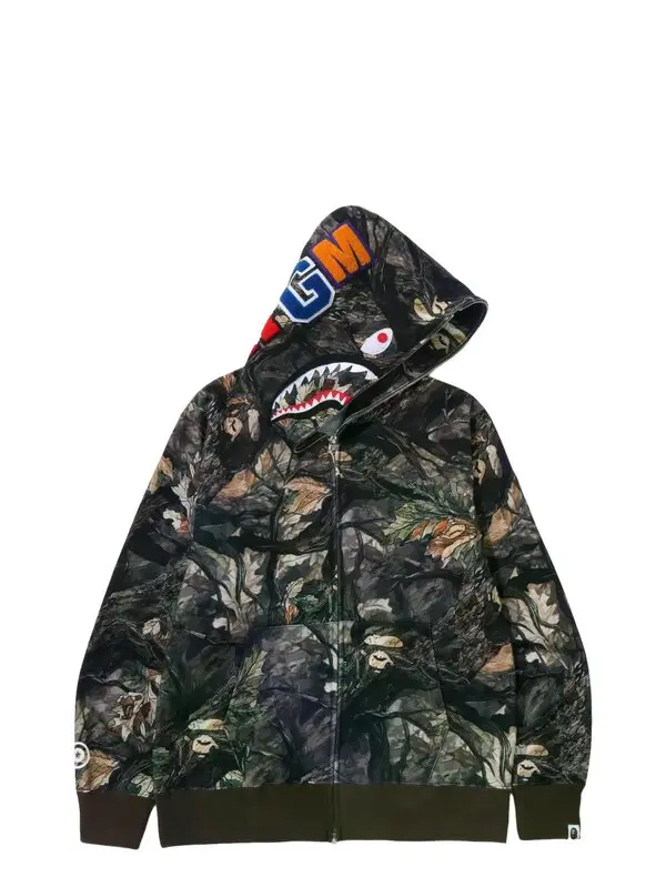 A BATHING APE Tree Edge Camo Shark Zip-up Hoodie - Brown