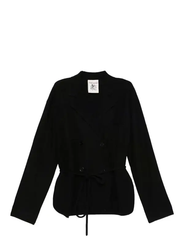 SEMICOUTURE Belted Wool Cardigan - Black