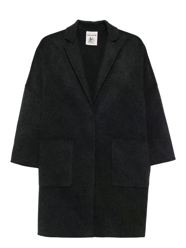 SEMICOUTURE Patch-pocket Wool Coat - Grey