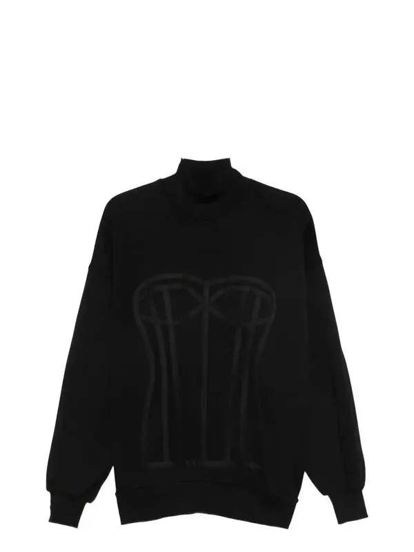 HAMZA Corset-detail Turtleneck Sweatshirt - Black