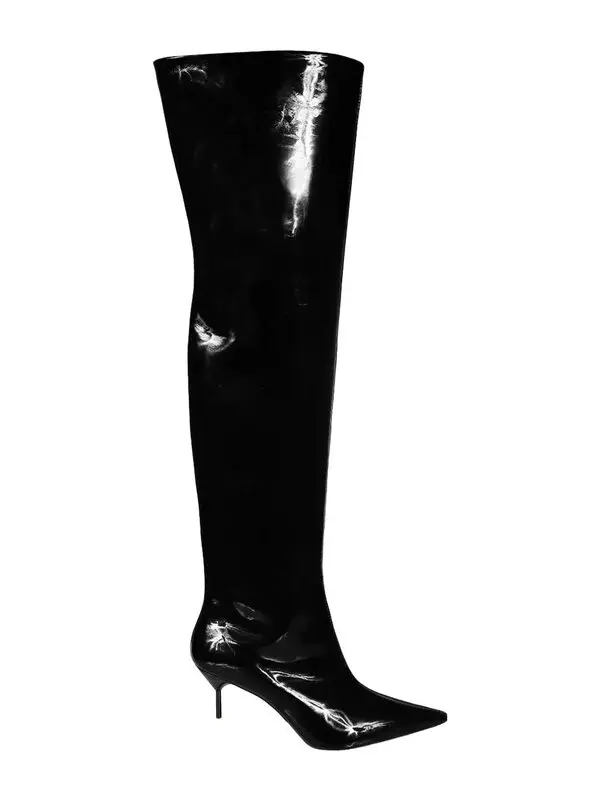 MSGM Patent-leather Pointed-toe Boots - Black