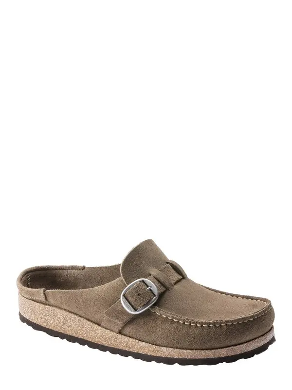 BIRKENSTOCK Buckley Suede Leather Clogs - Gray Taupe