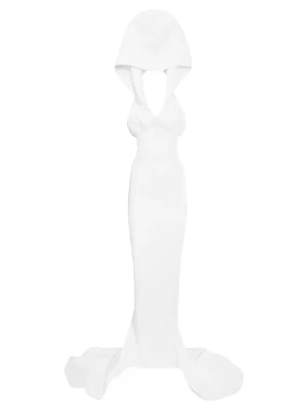 VESTIAIRE D'UN OISEAU LIBRE Hooded Sleeveless Gown - White