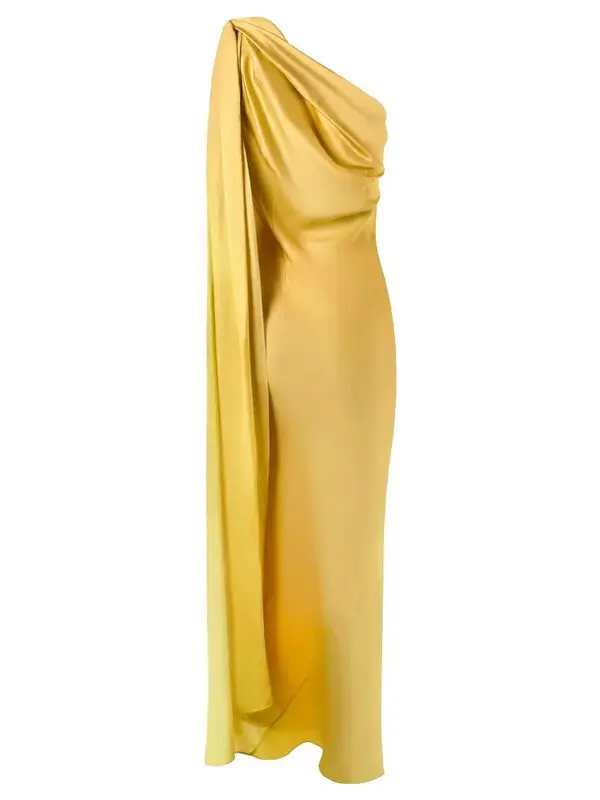 Alejandra Alonso Rojas Draped One-shoulder Midi Dress - Yellow