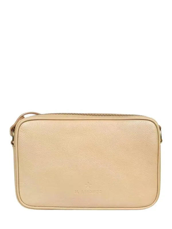 Il Bisonte Leather Cross Body Bag With Logo Detail - Neutrals