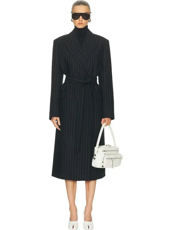 Acne Studios Olyx Pinstripe Maxi Coat - Black