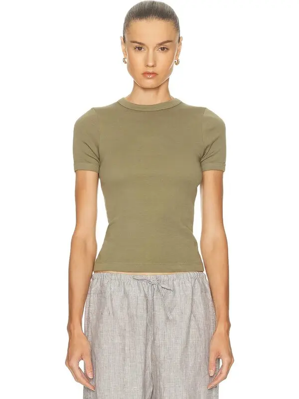 Enza Costa Supima Cotton Classic Tee - Olive Stone