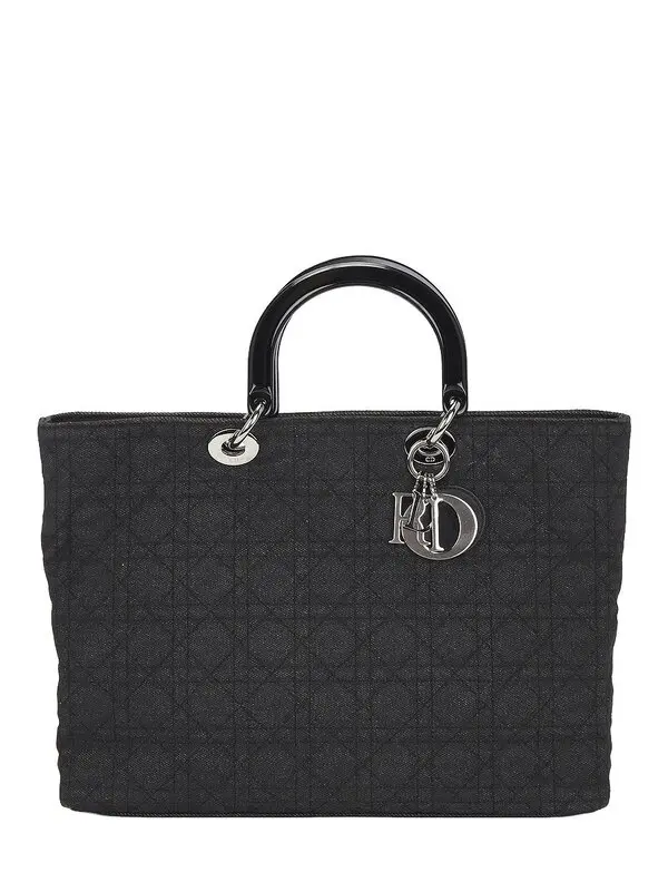 Dior Cannage Denim Lady Tote Bag - Black
