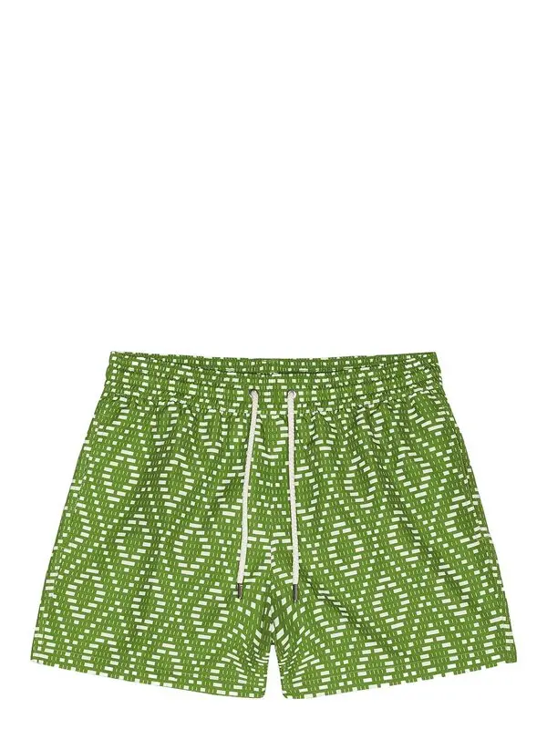 Frescobol Carioca Rio Swim Short Raffia Angra Print - Parakeet Green & Ivory