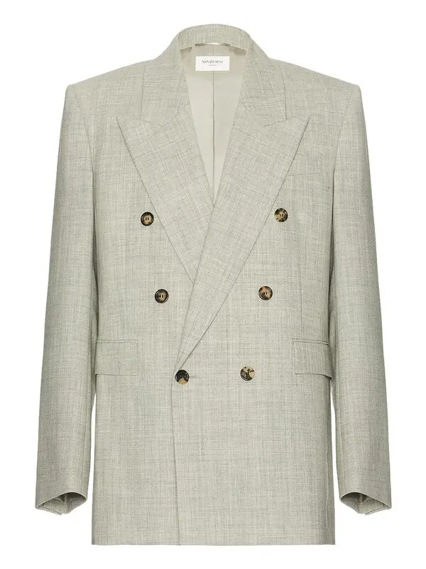 Saint Laurent Blazer In Light Grey - Gris Clair