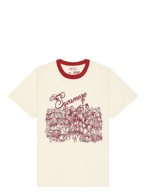 SAMUEL ZELIG Restaurant Tee In Cream - White & Red