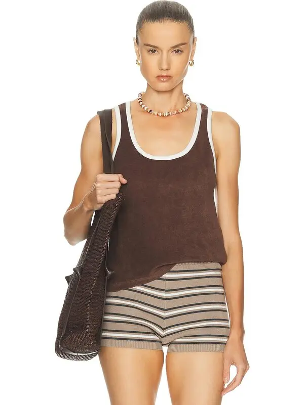 RE/DONE Scoop Neck Terry Tank - Brunette