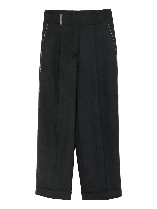 Peserico Embellished Cuffed Trousers - Grey