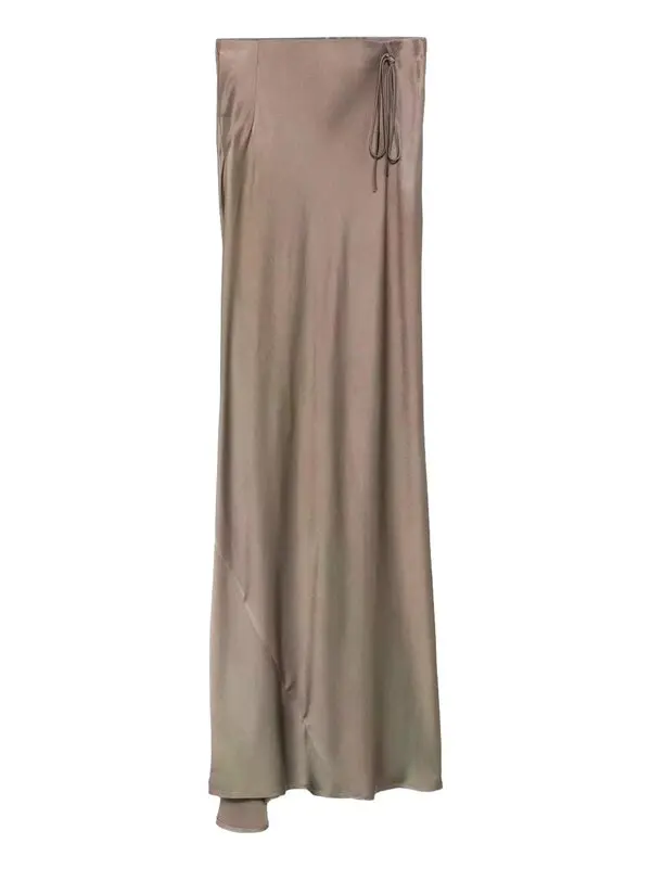 SEMICOUTURE Asymmetric Satin Skirt - Brown