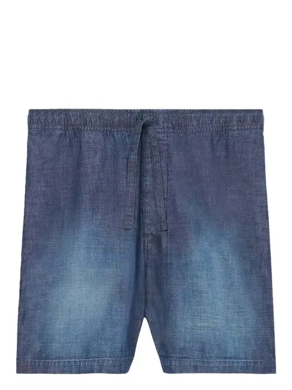 Loewe Washed Cotton Chambray Shorts - Blue