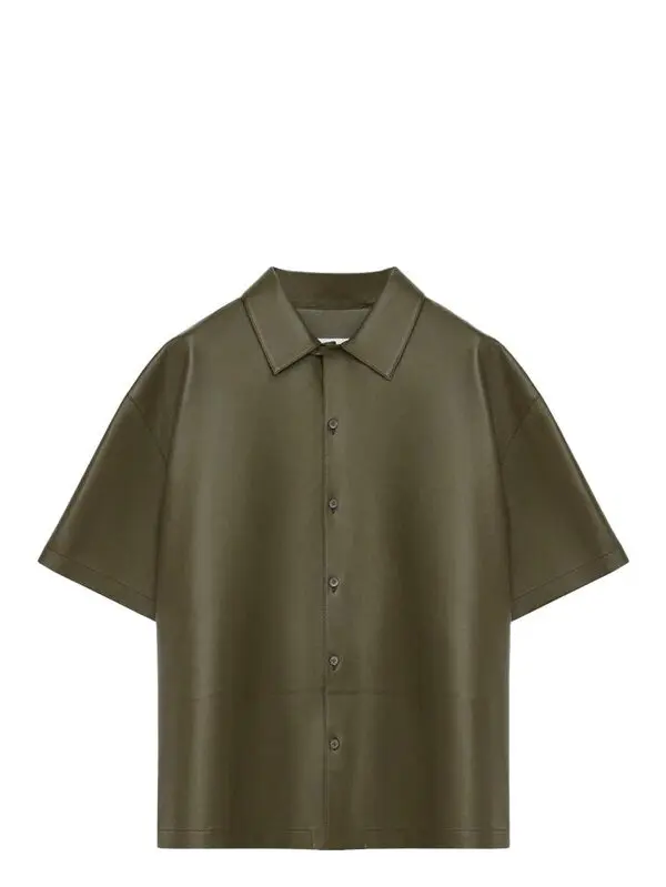 Loewe Nappa Lambskin Short Sleeve Shirt Green - Khaki