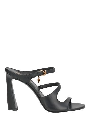 Versace Leather Geometric Heel Sandals - Black
