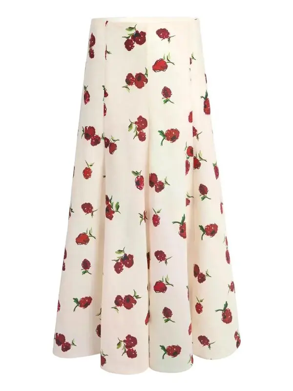 Khaite Lenno Floral-print Pleated Midi Skirt - Neutrals