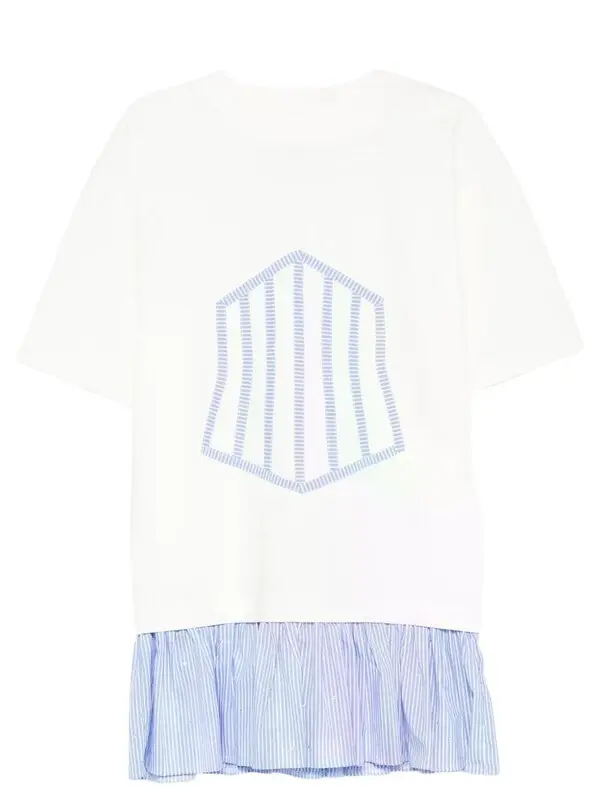 HAMZA Geometric-embroidered Ruffled Mini Dress - White