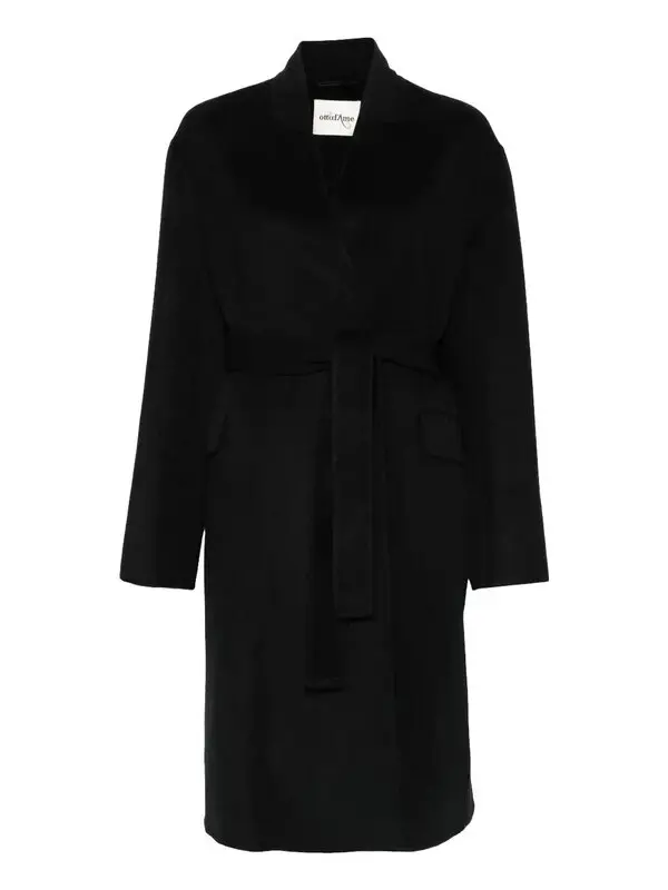 OTTOD'AME Belted Wrap Coat - Black