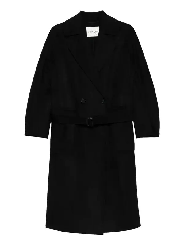 OTTOD'AME Belted Double-breasted Coat - Black