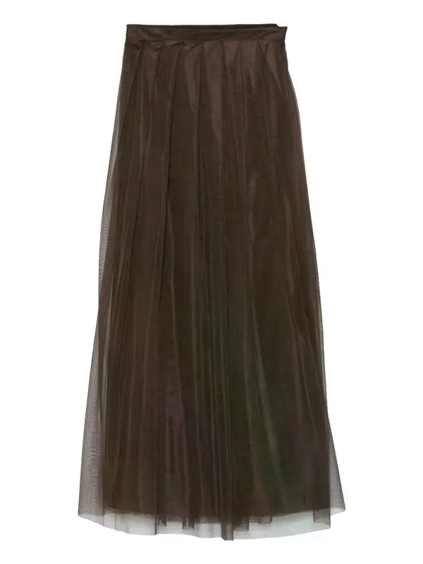 Alpha Studio Pleated Straight Skirt - Brown