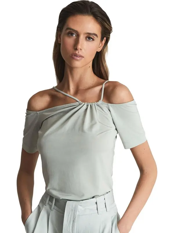 REISS Cierra Off-shoulder Strap Top - Mint