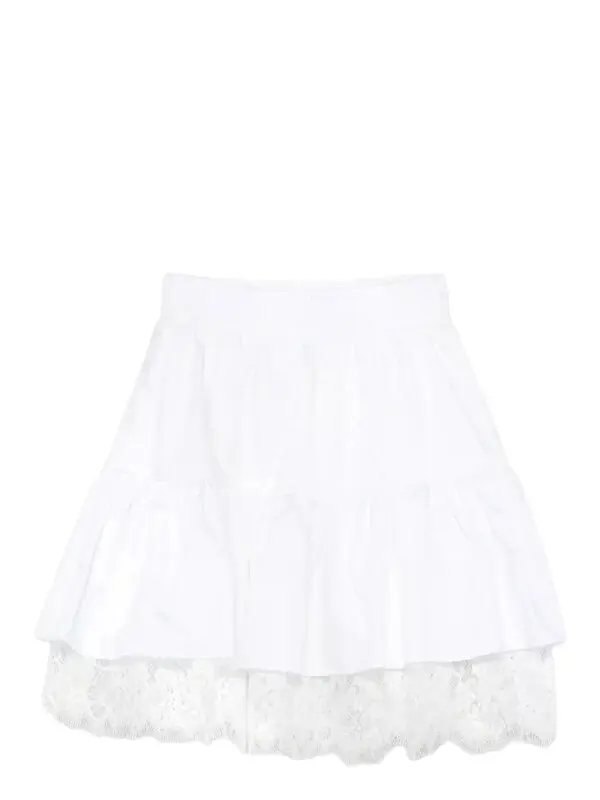 HAMZA Ruffled Lace-trimmed Mini Skirt - White