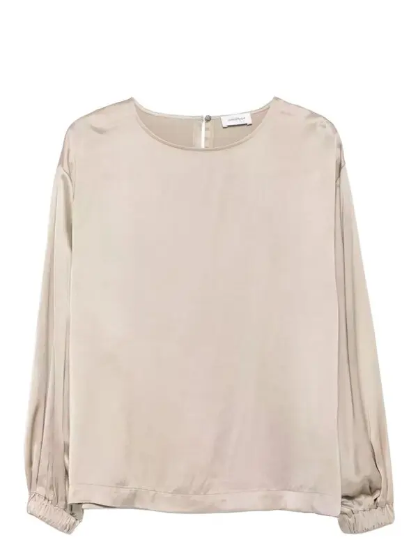 OTTOD'AME Elastic-cuff Satin Blouse - Neutrals