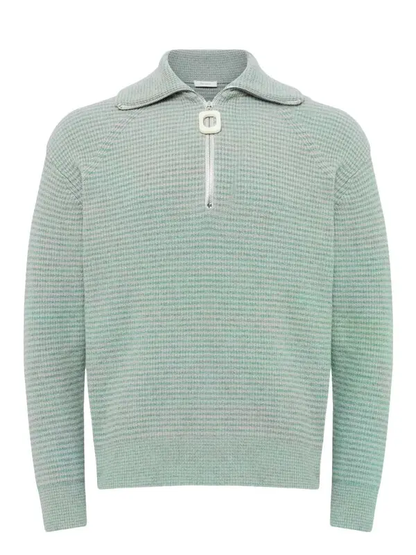 JW Anderson Waffle-knit Half-zip Sweater - Blue