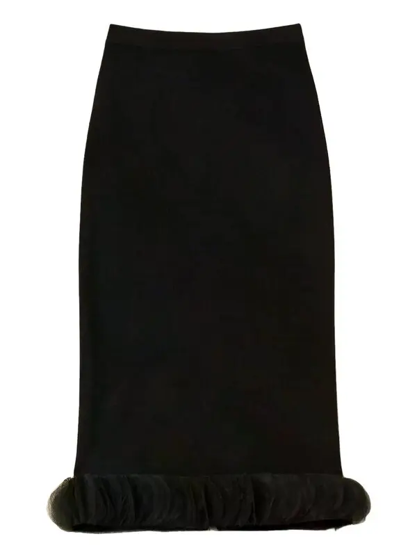 TWINSET Knit Midi Skirt With Ruffle Trim - Black